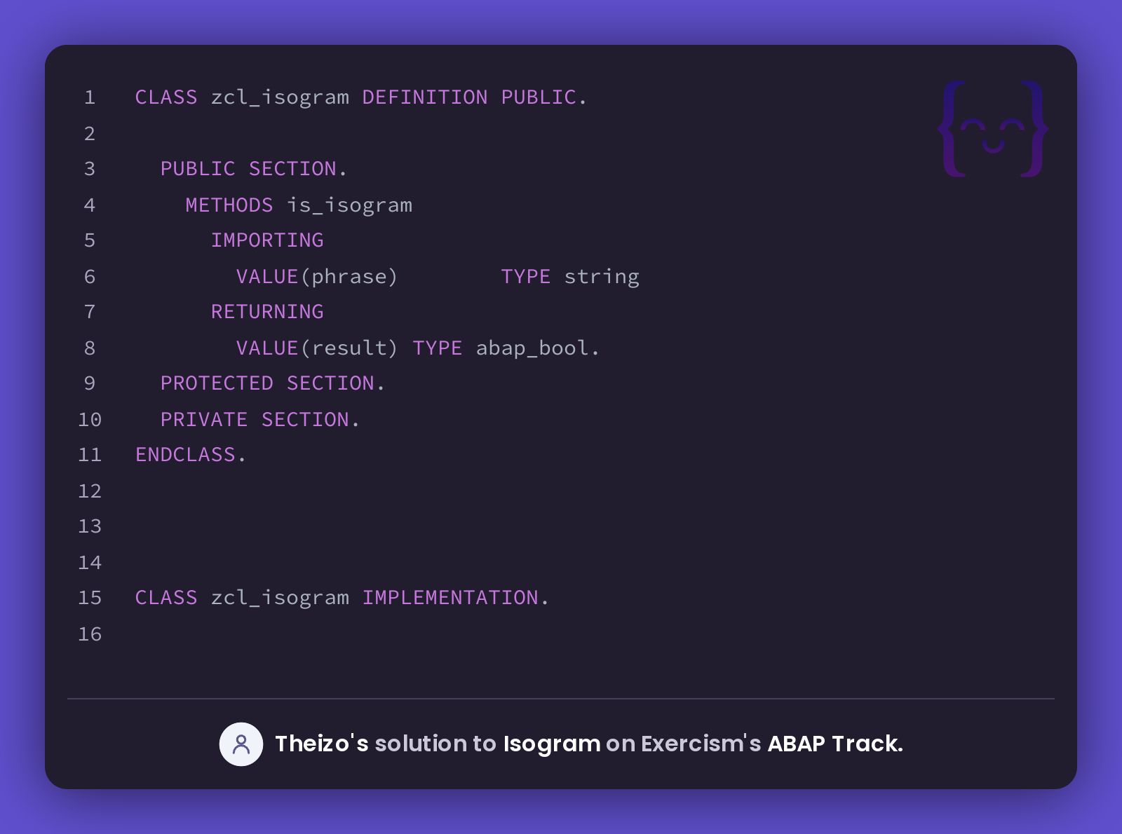 Theizo's solution for Isogram in ABAP on Exercism Theizo's solution for Isogram in ABAP on Exercism