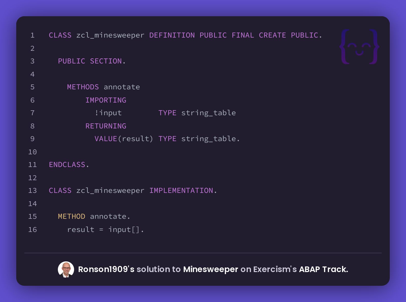 Ronson1909s Solution For Minesweeper In Abap On Exercism