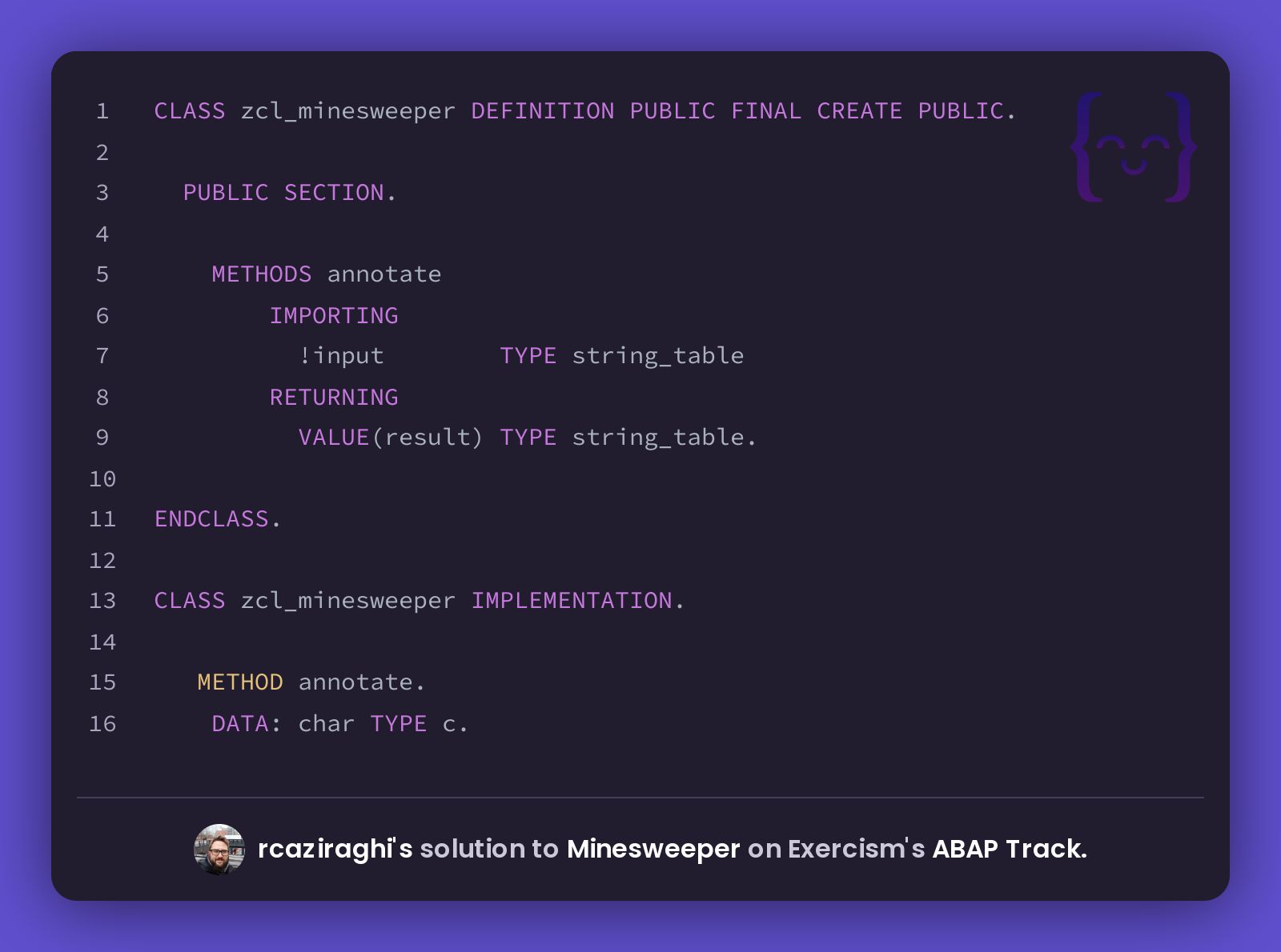 Rcaziraghis Solution For Minesweeper In Abap On Exercism