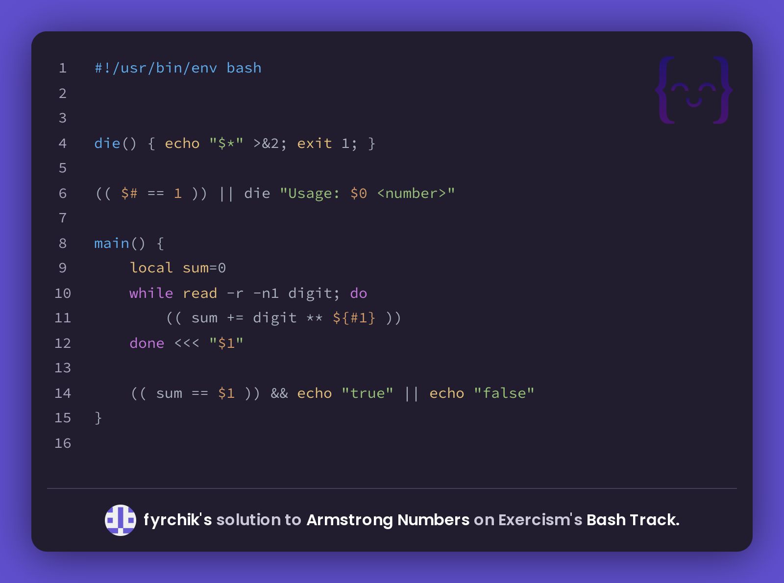 Fyrchiks Solution For Armstrong Numbers In Bash On Exercism