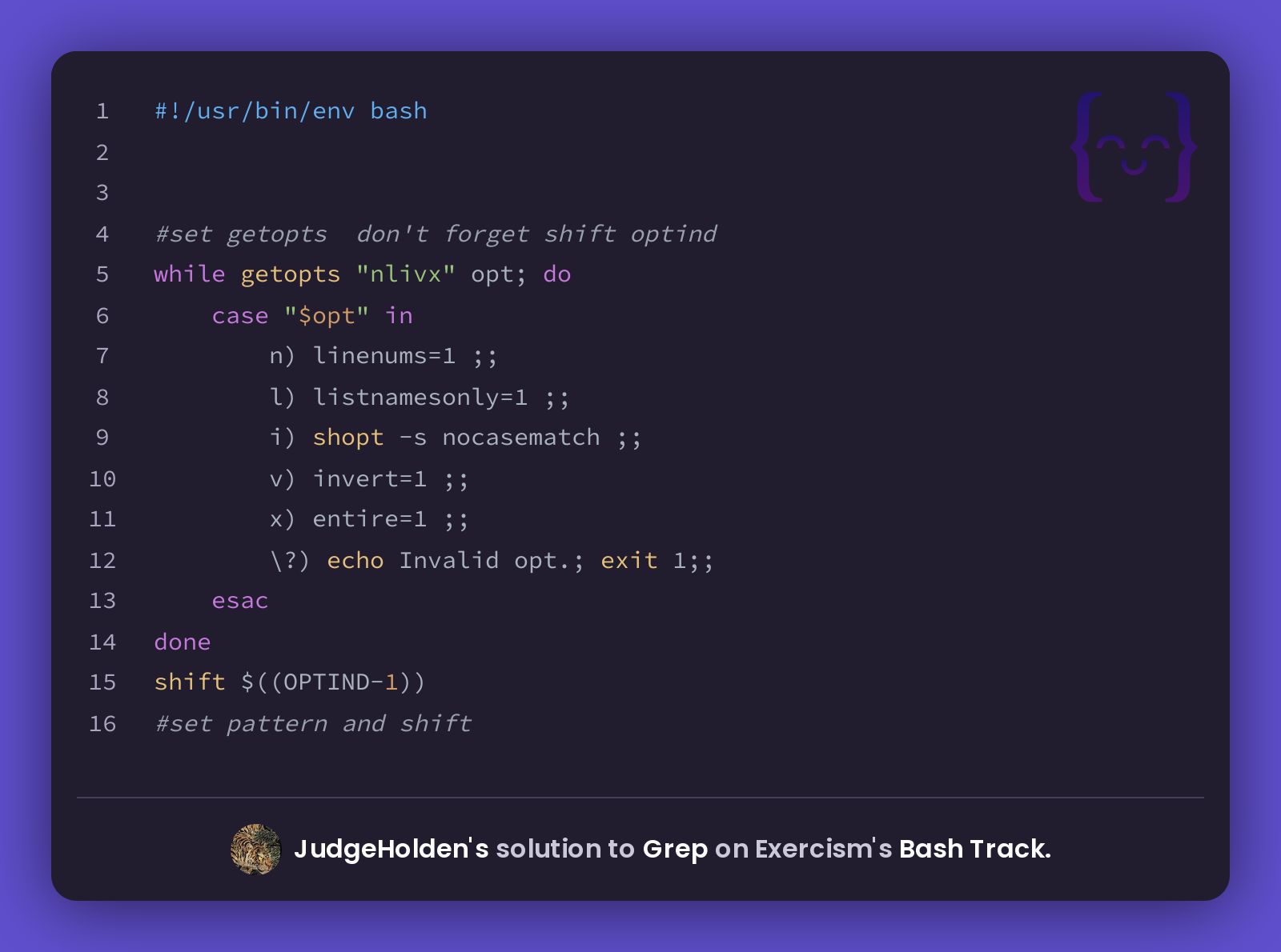 Judgeholdens Solution For Grep In Bash On Exercism