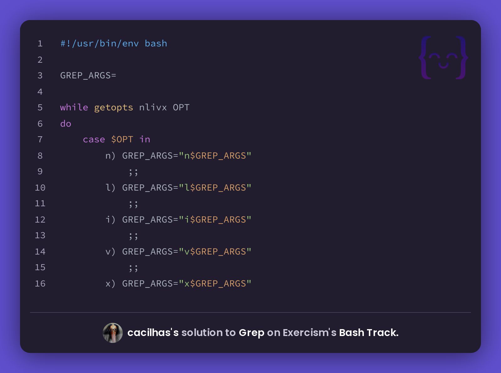 Cacilhass Solution For Grep In Bash On Exercism