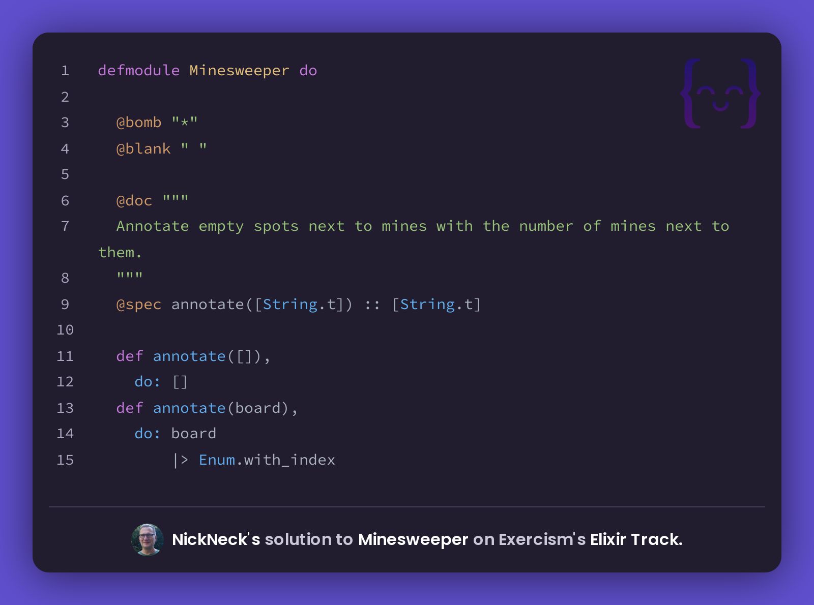 NickNeck's solution for Minesweeper in Elixir on Exercism NickNeck's solution for Minesweeper in Elixir on Exercism
