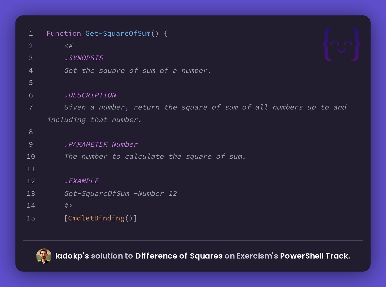 Ladokps Solution For Difference Of Squares In Powershell On Exercism